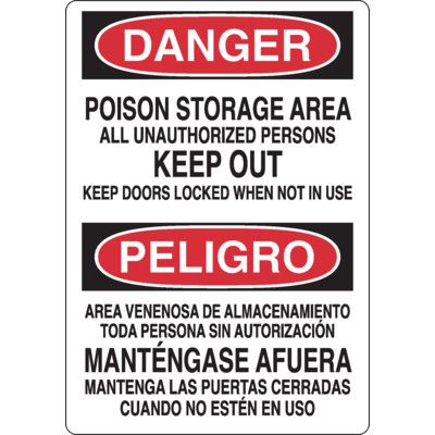 Bilingual Danger Poison Storage Area Sign | Emedco