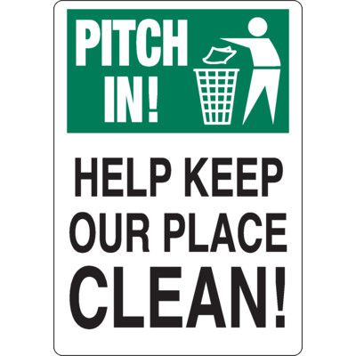 Pitch In! Trash Sign | Emedco