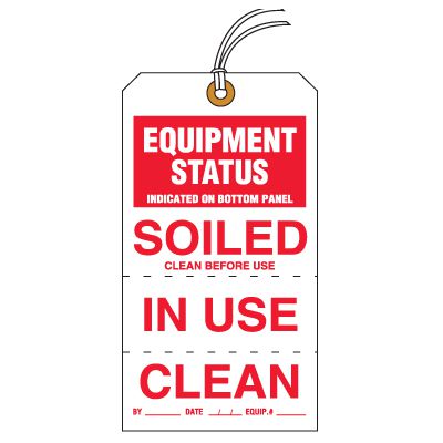 Tear-Off Jumbo Equipment Status Soiled Tags|Seton Canada | Seton.ca
