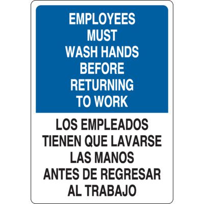 Bilingual Employees Must Wash Hands Sign | Emedco