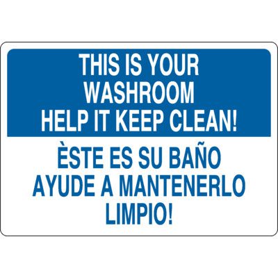 Bilingual Keep Washroom Clean Sign | Emedco