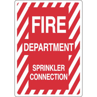 Fire Department Sprinkler Connection Safety Sign | Emedco