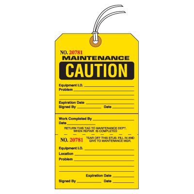 Maintenance Caution Tear-Off Tags | Emedco
