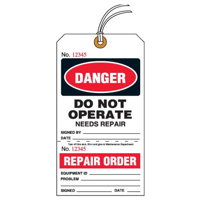 Maintenance & Repair Tags | Safety & Maintenance | Seton