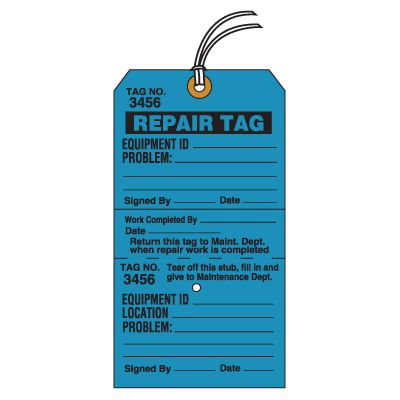 Tear-Off Tags - Repair Tag | Emedco