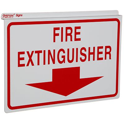 Fire Extinguisher w/ Down Arrow - Drop Ceiling Double-Faced Signs | Emedco