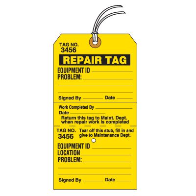 Maintenance & Repair Tags | Safety & Maintenance | Seton