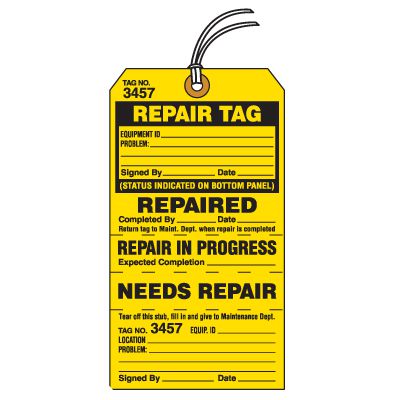 Three Part Tear-Off Tags - Repair | Emedco