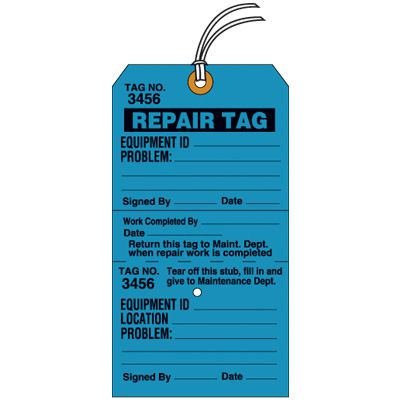 Tear-Off Tags - Repair Tag | Emedco