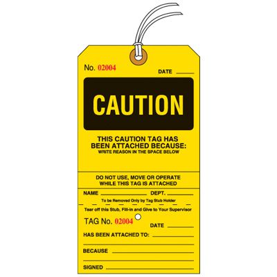 Caution Tear-Off Tags | Emedco