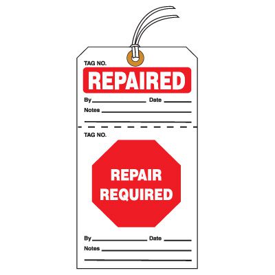 Tear-Off QC Action Tags - Repaired | Seton