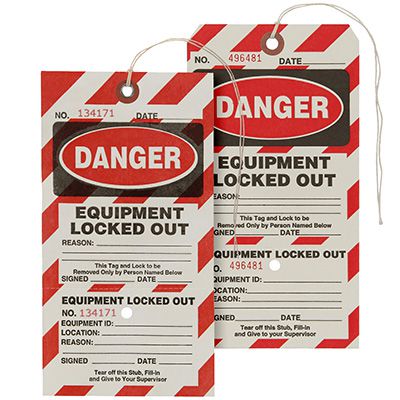 Danger Equipment Locked Out Tear-Off Tags | Emedco
