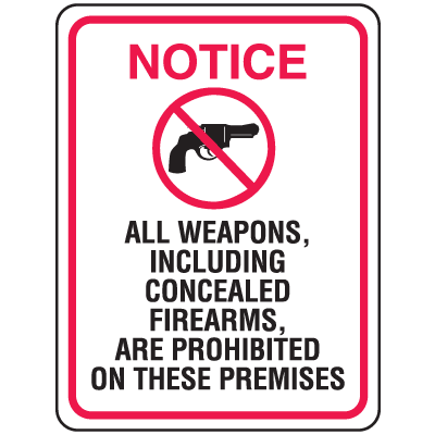 Gun Prohibition Signs - Concealed Firearms | Seton