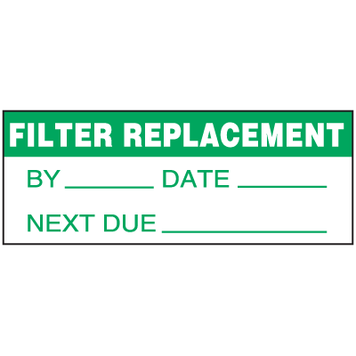 Machine Safety Write-On Labels - Filter Replacement | Emedco