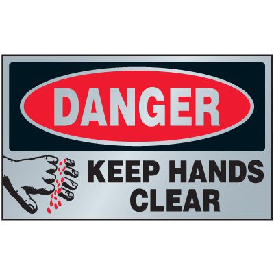 Danger Keep Hands Clear Aluminum Warning Plates | Emedco