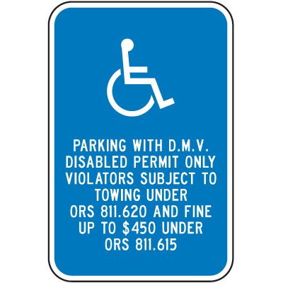 Oregon Parking Signs - DMV Disabled Permit Only | Emedco