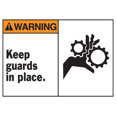 Warning Keep Guards In Place Equipment Decal | Seton