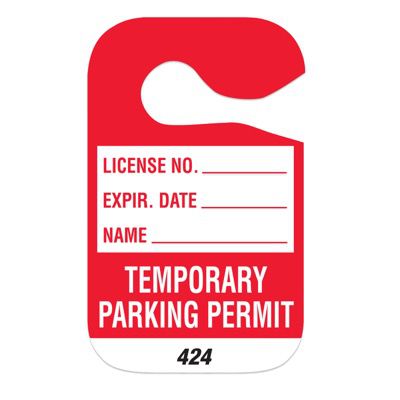 Temporary Parking Permit - Cardstock Hanging Parking Permits | Seton | Emedco