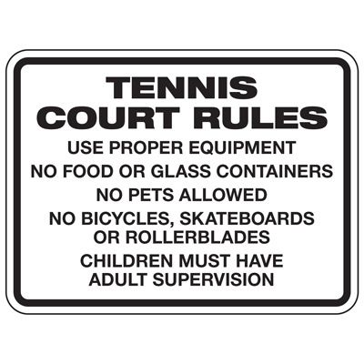 Tennis Court Rules - Athletic Facilities Signs | Emedco
