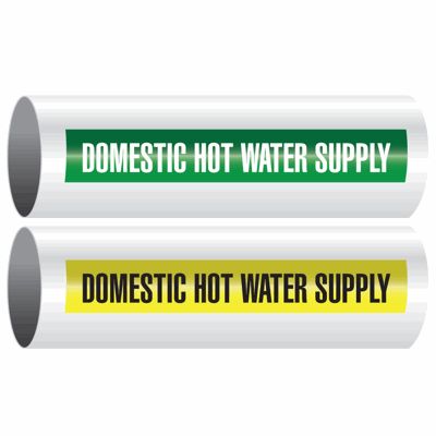 Self-Adhesive Pipe Markers - Domestic Hot Water Supply | Seton
