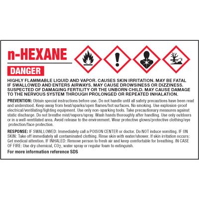 Chemical GHS Labels - N-Hexane, Chemical Safety Labels | Seton