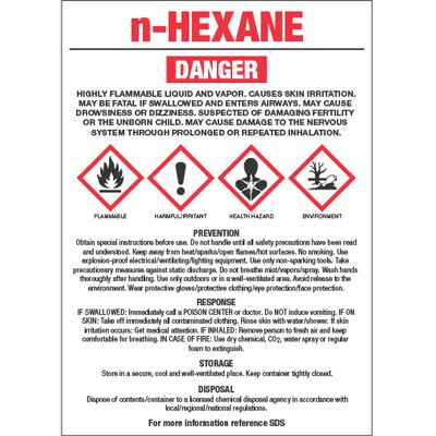 Chemical GHS Labels - N-Hexane, Chemical Safety Labels | Seton