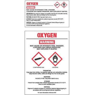 Chemical GHS Labels - Oxygen, Chemical Safety Labels | Seton
