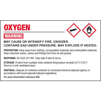 Chemical GHS Labels - Oxygen | Seton Canada | Seton.ca