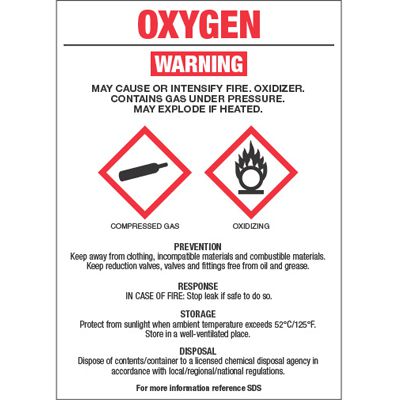 GHS Chemical Labels - Oxygen, GHS Labels | Emedco