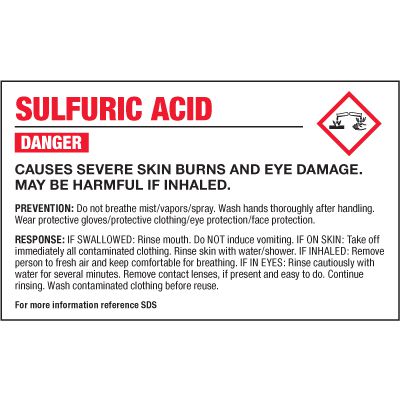 GHS Chemical Labels - Sulfuric Acid, GHS Labels | Emedco