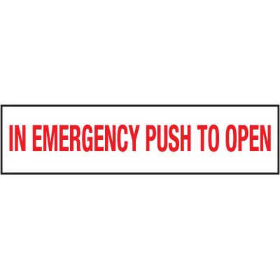 In An Emergency Push To Open Safety Door And Window Decal | Seton