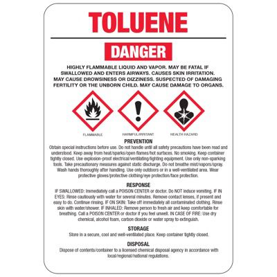 Chemical GHS Signs - Toluene, Chemical Hazard Sign | Emedco