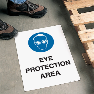 Safety Floor Signs- Eye Protection Area (With Graphic) | Seton
