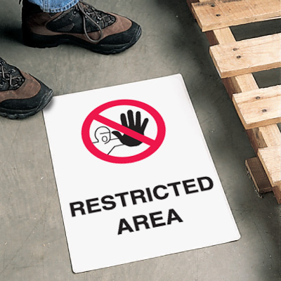 Safety Floor Signs- Restricted Area (With Graphic) | Seton