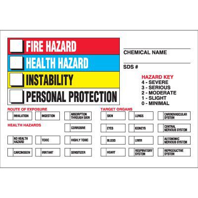 HMIS Labels - Exposure, Health Hazards & Target Organs | Emedco