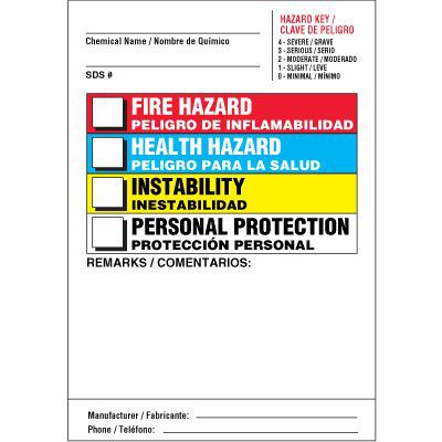 Bilingual Color Bar Chemical Hazard Label, Chemical Labels | Seton | Seton