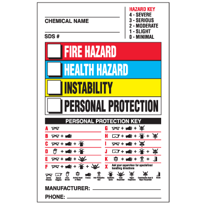 HMIS Hazard & PPE Key Hazardous Materials Labels | Emedco