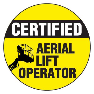Certified Aerial Lift Operator Safety Hard Hat Label | Emedco