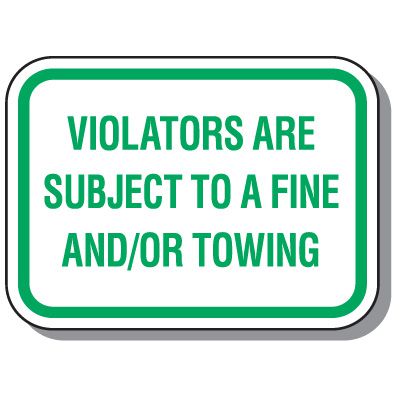 Handicap Signs - Violators Subject To A Fine Or Towing | Seton