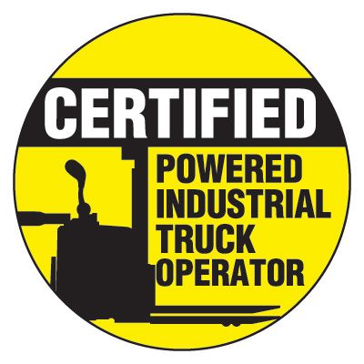 Hard Hat Labels - Certified Powered Truck Operator | Emedco