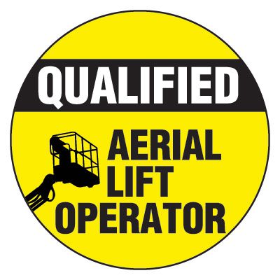 5pk Qualified Aerial Lift Operator Safety Hard Hat Labels | Emedco