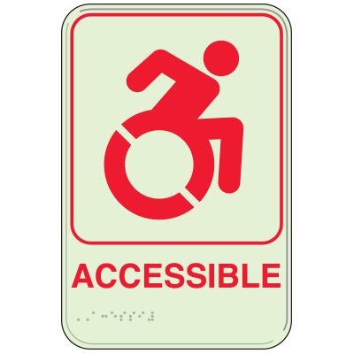 Accessible - Glo-Mor Braille Signs w Dynamic Accessibility | Emedco