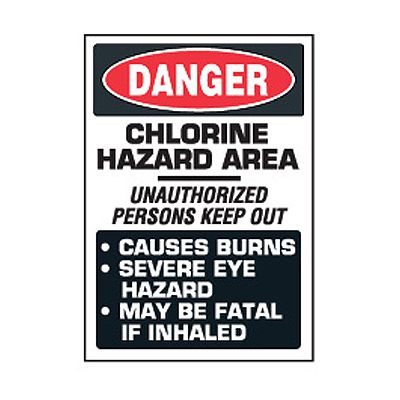 Chemical Safety Label - Danger Chlorine Hazard Area Keep Out | Emedco