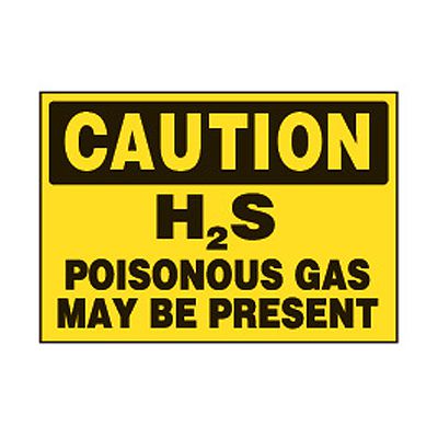 Chemical Safety Labels - Caution H2S Poisonous Gas | Emedco
