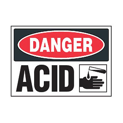Chemical Safety Labels - Danger Acid (With Graphic), Vinyl | Emedco