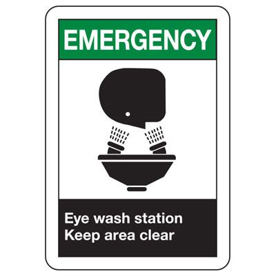 Emergency Eyewash Station Signs - Keep Area Clear | Emedco