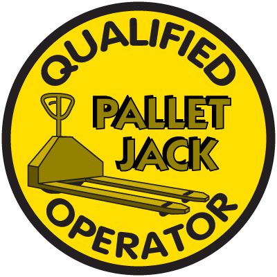 Safety Training Labels - Qualified Operator Pallet Jack | Emedco