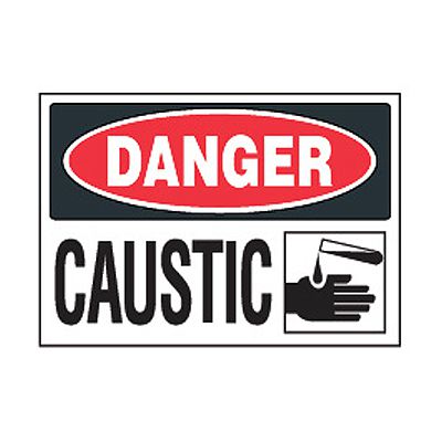 Chemical Safety Labels - Danger Caustic (With Graphic) | Emedco