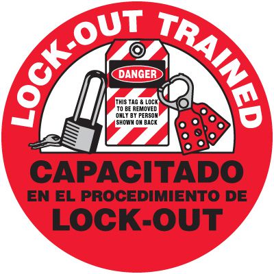 Safety Training Labels - Bilingual - Lockout Trained | Emedco
