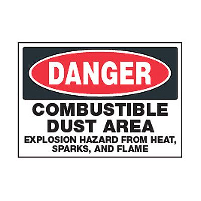 Chemical Safety Labels - Danger Combustible Dust Area | Emedco